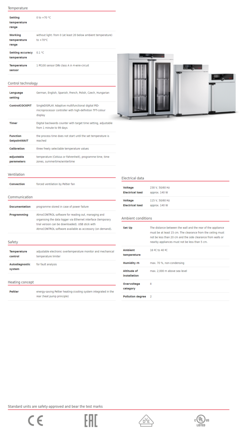 Peltier-cooled incubator Memmert IPPeco and IPPecoplus Series - BECTHAI